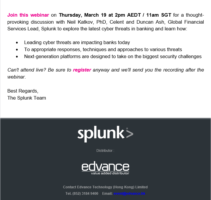 Splunk Webinar on Mar 19 : Mitigating Cyber Threats in Banking with ...